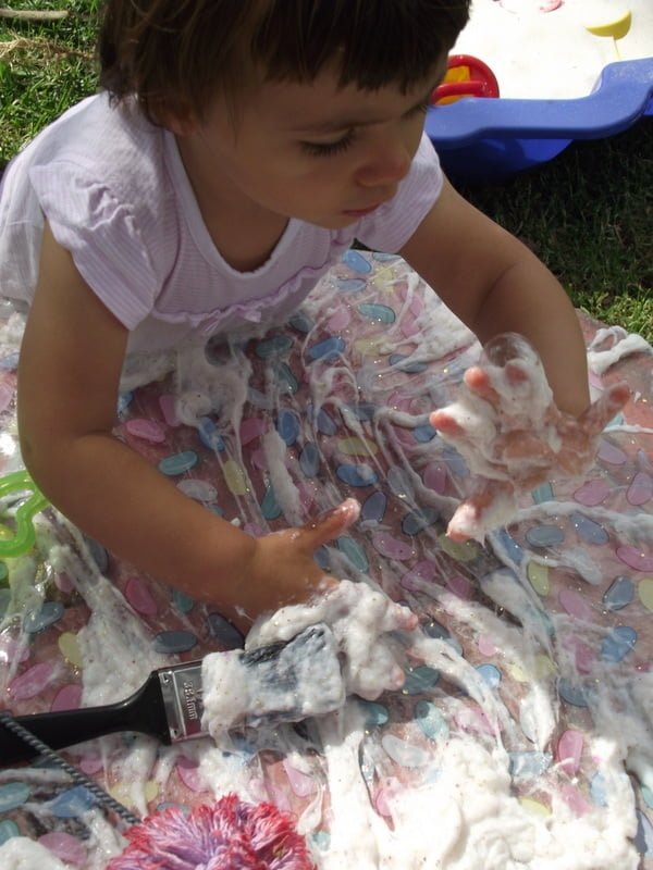 Make your own Soapy Slime for Toddler Sensory Play