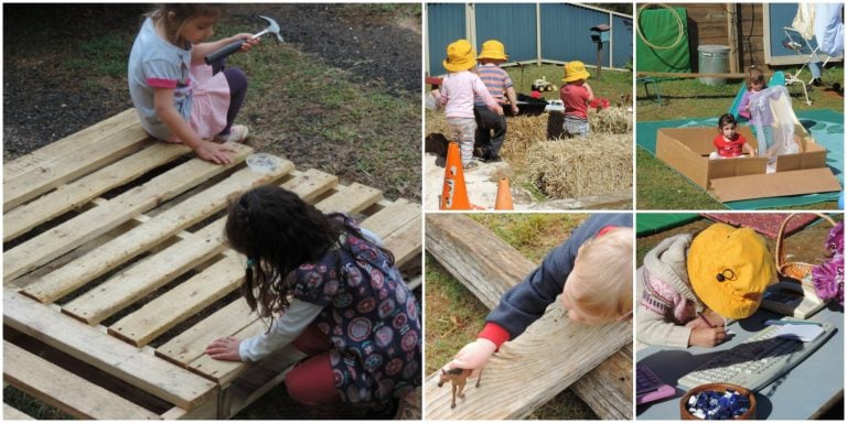 How to use open ended play materials & loose parts outdoors.
