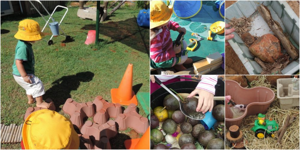 How to use open ended play materials & loose parts outdoors.