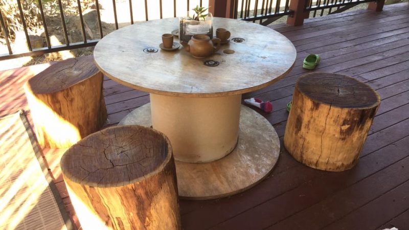 Repurpose wooden spools and cable reels for play!