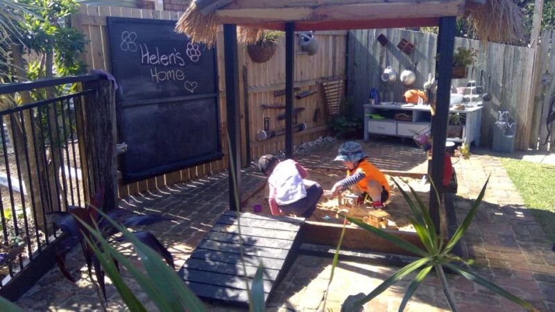 Simple Sand, Mud Kitchen and Digging Play Spaces for Children