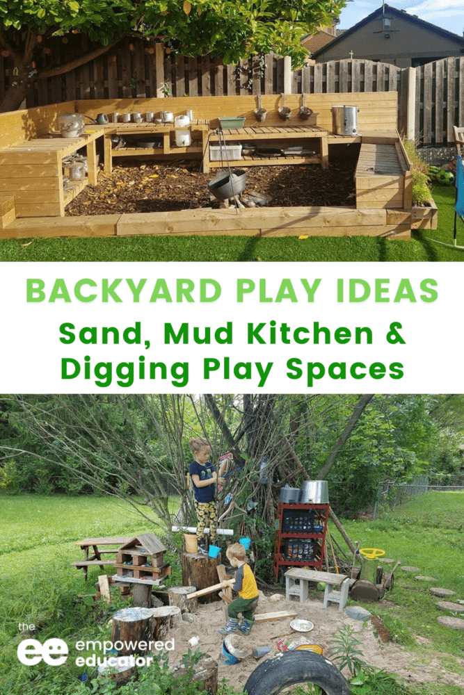 Simple Sand, Mud Kitchen and Digging Play Spaces for Children