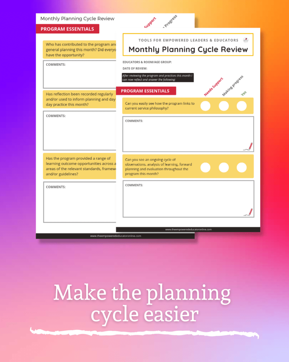 EE FREEBIE_Planning Cycle Review Checklists - The Empowered Educator